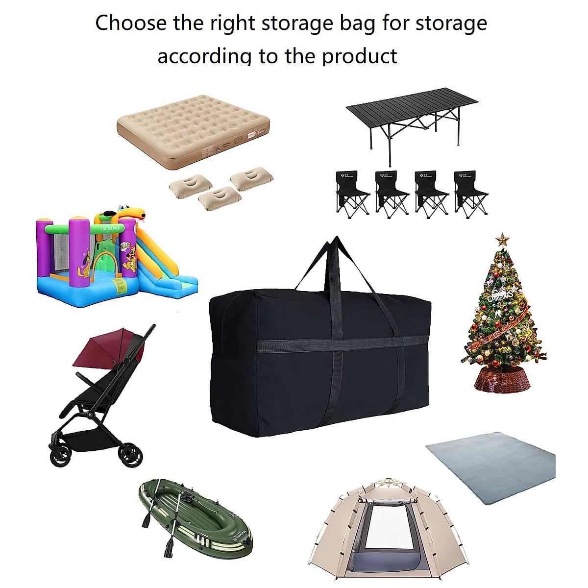 YiKitHom Extra Large Storage Duffle Bag with Zippers and Handles, Heavy Duty Blue Big Long Travel Bag -42x23x13.5Inch