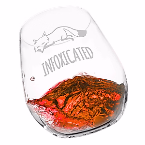 Funny Stemless Wine Glass Set | The Fox Series Pack of 4 Glasses Set | Infoxicated, Zero Fox Given, Oh for Fox Sake, Don't Fox with Me | Novelty Glasses With Cute Sayings for Women, Her | Made in USA