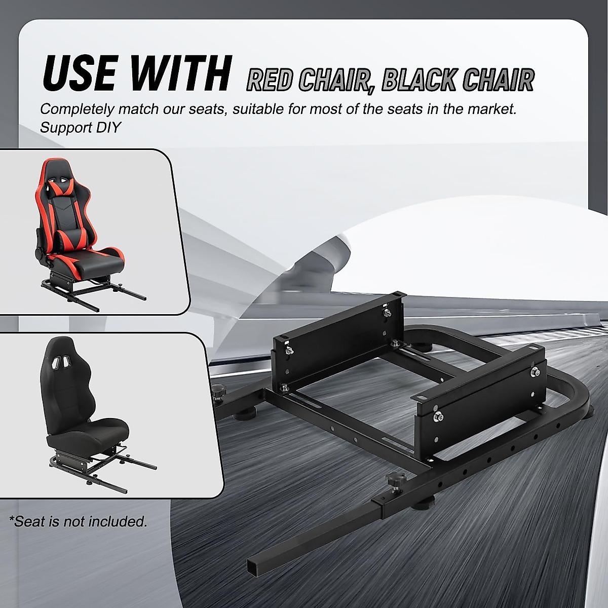 Marada Racing Rear Seat Stand Add-On Rear Half Chair Stand for Steering Wheel Stands to Racing Simulator Cockpit, Universal Bucket Frame Mount Bracket,49cm,No Seat