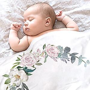 fundich Baby Milestone Blanket Girl|Newborn Monthly Milestone Blanket|Rose Nursery Decor|Baby Girl Photo Background Prop Picture Blanket 45"x40" with Wreath and Headband