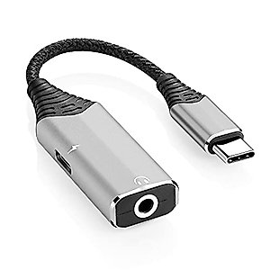 PEPPER JOBS USB-C to 3.5 mm Headphone Jack Adapter, C2PDA Plus 2-in-1 Fast Charging Adapter, Compatible with Samsung Galaxy Note S21 Series/20 Ultra/Note 20/S20 Series, Huawei, Google Pixel and More