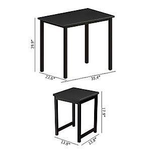 MIERES Small Dining Table Set for 2, Modern Bistro Table and Chairs Set of 2, Small Bar Table and Stools, Kitchen Furniture Counter Height, Compact & Durable, Easy Assembly, Black