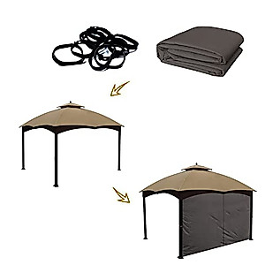Gazebo Universal Replacement Privacy Curtain – Hugline 10' x 10' Gazebo Side Wall Outdoor Privacy Panel with Zipper (Brown)