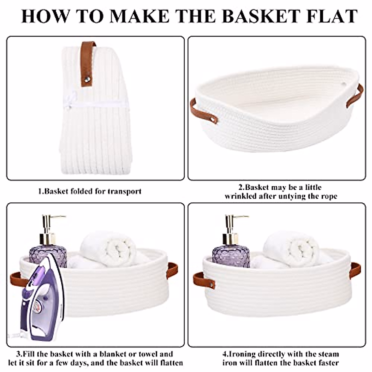 HLWDFLZ Bathroom Countertop Organizer Basket, Cotton Rope Woven Storage Basket Toilet Paper Decorative Basket for Bathroom, Bedroom, Living Room, Entryway (Off White)