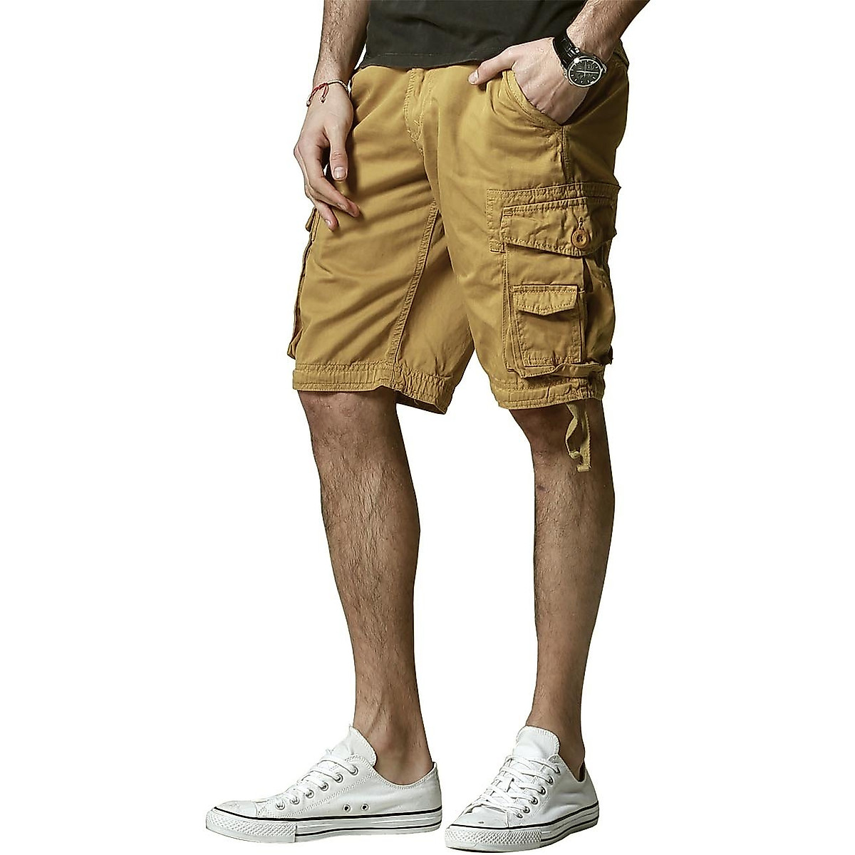Match Men's Twill Comfort Cargo Short Without Belt #S3612 (Label Size 4XL/40 (US 38), Khaki)