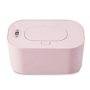 Baby Wet Wipes Warmer, Portable Diaper Wipes Heater Box, USB Charging Wipe Dispenser, Refillable Wipe Container for Home Car Travel (Pink)