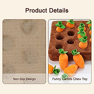 IVVIQQ Interactive Dog Toys，Carrot Snuffle Mat for Dogs Plush Puzzle Toys 2 in 1 Non-Slip Nosework Feed Games Pet Stress Relief with 12 Carrots
