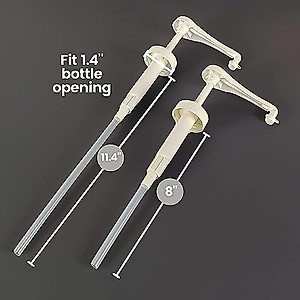 Gallon Pump Dispenser - 38/400 Pump Bottle Dispenser for Shampoo, Laundry Detergent, Liquid, Water, Popcorn Butter, Snow Cone Syrup, Oil - Fits Most 1 Gallon Jugs & One Gallon Containers, White 2pk