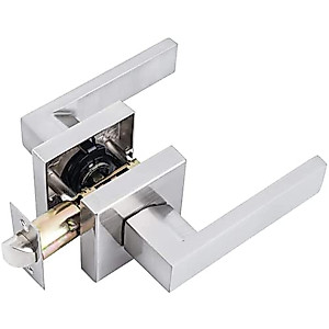MAXECURITY Front Door Handle Set in Satin Nickel and Passage Door Lever in Satin Nickel Make a Bundle