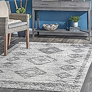 nuLOOM Adael Aztec Modern Distressed Area Rug, 3' x 5', Grey