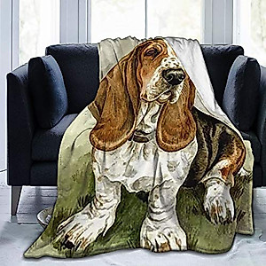 Basset Hound Dog Blanket Throw Blankets Soft Portable Blankets Twin, Travel Size for Men Women-Summer Spring Fall for Home Living Room, Bedroom, Couch, Patio Housewarming Gifts 60x50 in