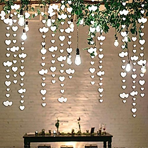 52Ft White Heart Garland White Pearl Love Heart Hanging Paper Streamer Banner for Winter Wedding Anniversary Bridal Shower Engagement Mothers Day Valentines Day Bachelorette Party Decorations Supplies