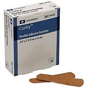 Kendall/Covidien 44100 Curity Adhesive Fabric Bandage 3/4 x 3" Flexible Tan BX/50