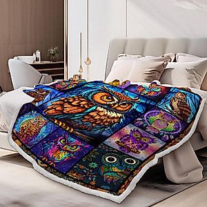 NTMANON Owl Blanket,Owl Gifts for Women,Owl Lover Gifts,Owl Gifts for Owl Lovers,Just a Girl Who Loves Owls Blanket,Owl Decor Blanket,Owls Print Fleece Throw Blanket 50''x60'' for Couch Sofa Bed