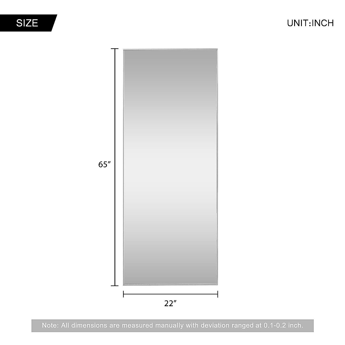 self Full Length Floor Mirror 65"x22" Large Rectangle Wall Mirror Standing Hanging or Leaning Against Wall for Bedroom, Dressing and Wall-Mounted Thin Frame Mirror - Oxidized Silver