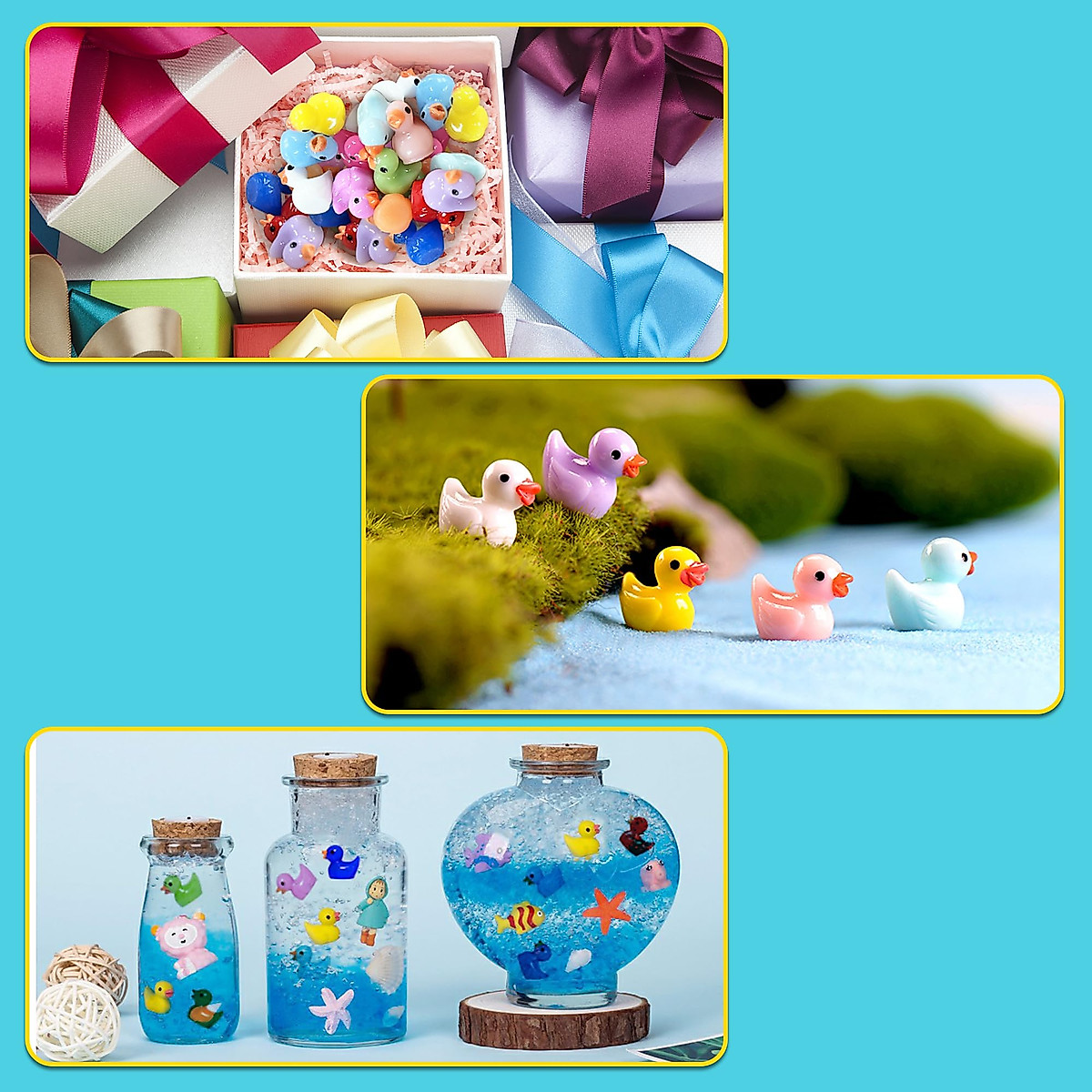 HAVAGDTM 120 PCS Mini Ducks Miniature Duck Figures for Ornament Miniature Garden Aquarium Mini Ducks DIY Handmade School Project Party Favor