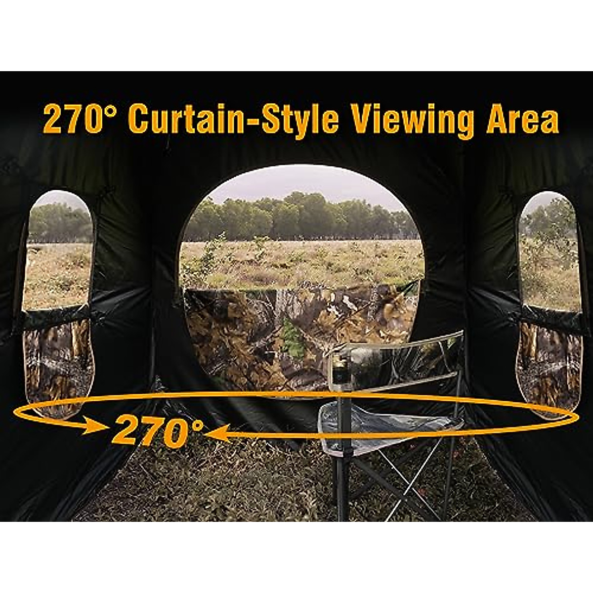 MOFEEZ Hunting Blind, 270°View with Silent Zipper Window 1-2 Pereson Ground Deer Stand Pop Up Tent with Portable Bag and Tent Stakes (Camo, 60 "Lx60 Wx64 H)
