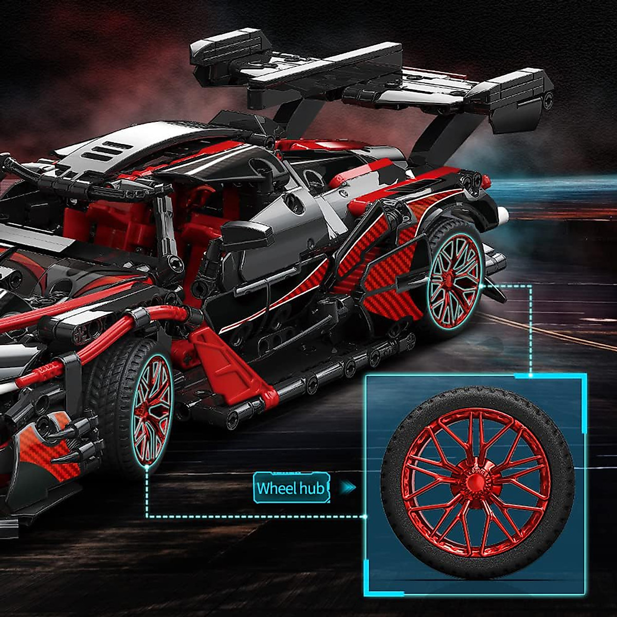 Mesiondy Adults Challenging Racing Car Building Blocks Kit，1:14 1391 Pieces Car Model Building Set DIY Toys for Boys Age 12 13 14 15 16