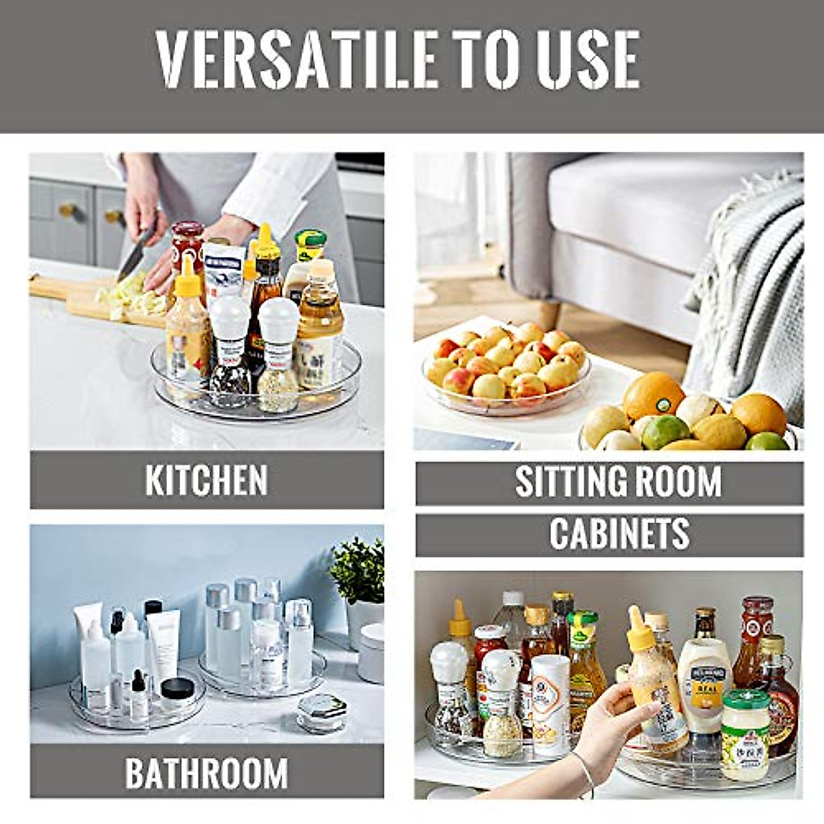 by Unbranded Lazy Susan Rotating Turntable Storage Container- for Cabinets, Pantry, Fridge, Countertops, Clear Plastic Food Storage Spinning Organizer (11)