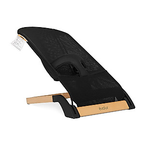 Evolur Koko Portable Infant Bouncer in Black, Breathable Fabric, Removable Seat Cover, Easy to Clean Baby Bouncer