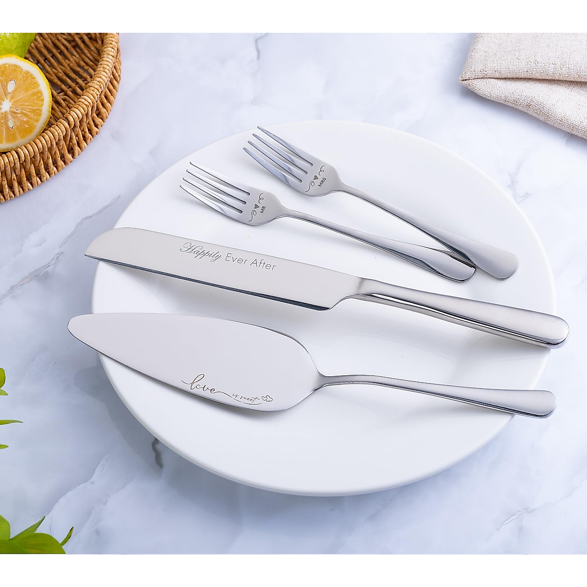 iooiluxry Cake Cutting Set for Wedding, Wedding Cake Knife and Server set Silver Cake Cutter Set and Pie Server Spatula for Wedding Anniversary Birthday Christmas Gifts (Silver)