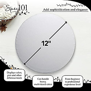 MOVINGSHOOT Spec101 Round Cake Drums, 12 Inch - 12pk White Cake Drum Boards with 1/2-Inch Thick Smooth-Edges