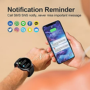 TOYCOD Smart Watch with Text & Call(Answer/Make), Bluetooth Fitness Tracker with 1.28” Round Touch Screen, IP68 Waterproof Heart Rate Blood Pressure Sleep Monitor, Activity Tracker, for Android iOS