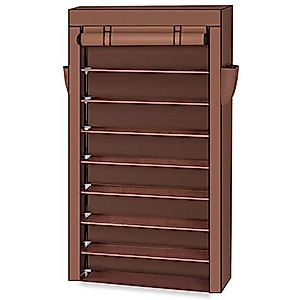 Shoe Storage Cabinet,10 Tiers 45 Pairs Mocha Shoe Rack with Dustproof Cover Organizer (Coffee)