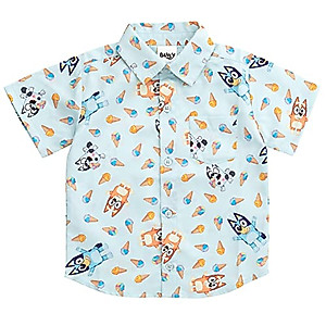 Bluey Bingo Toddler Boys Hawaiian Button Down Dress Shirt 4T
