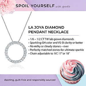 Circle Diamond Necklace For Women | 1/2 CTTW Real White Gold Plated 925 Sterling Silver Lab Made Diamond Pendant Necklace | Ideal Gift for Girls of all Ages