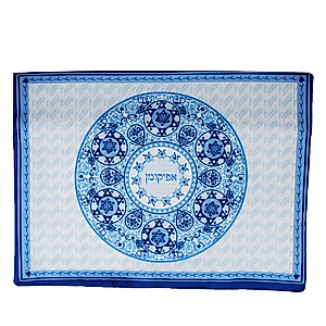 Aviv Judaica Prestigious Passover Seder Dinnerware Renaissance Set, Includes Round Porcelain Seder Plate, Square Matzo Tray, Silk Matza Cover & Afikoman Bag Magnificent Passover Decoration Dishware