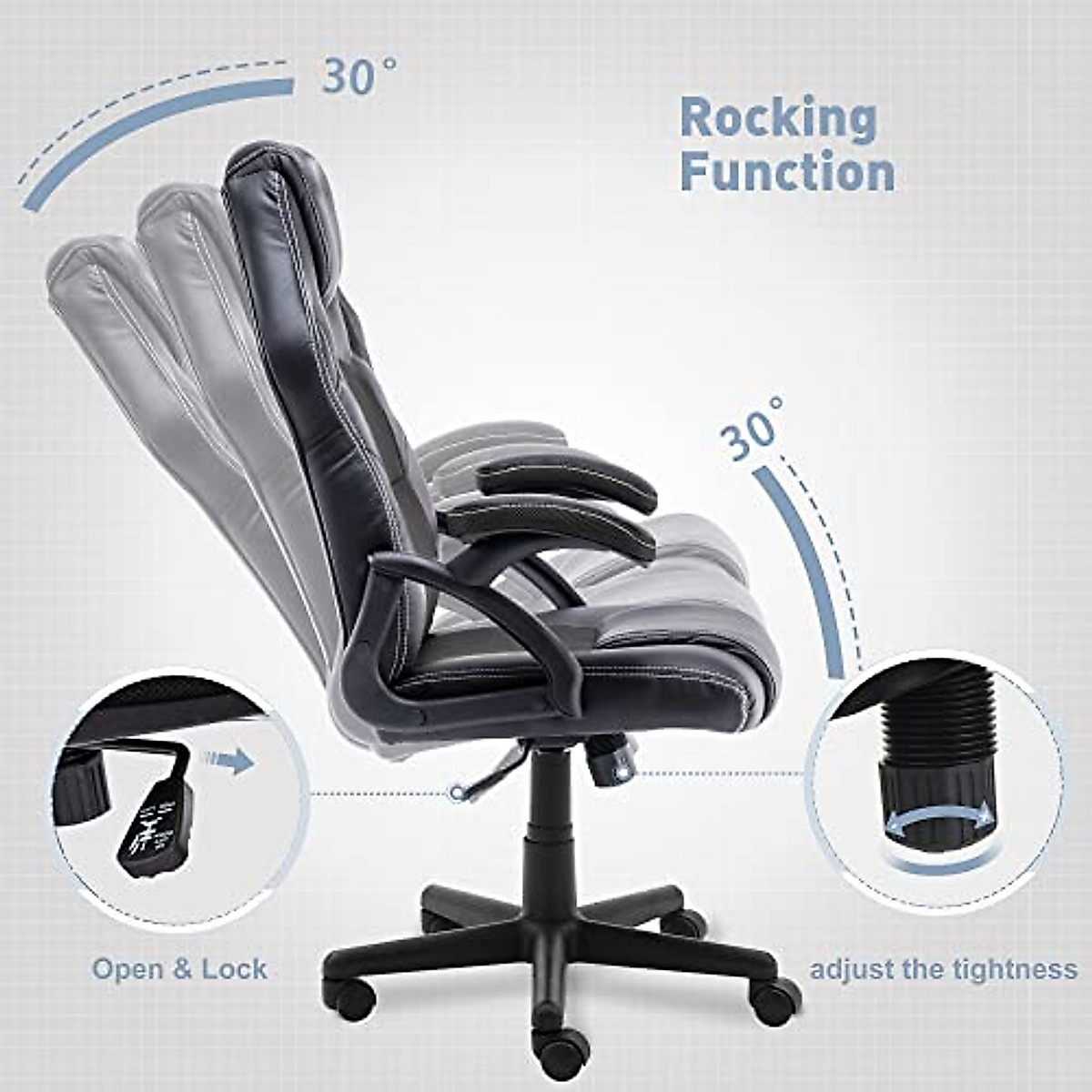 T-THREE.Gaming Chair Office Chair Computer Chair Video Gaming Chair with Lumbar and Back Support, Racing Style PU Leather, Height Adjustable, 360° Swivel with Adults, Women, Men,Teens and Kids Black