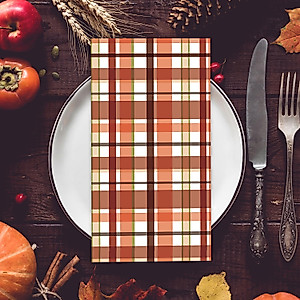 ​Quera 100 Pack Fall Guest Napkins Pumpkin Spice Plaid Autumn Paper Hand towels Thanksgiving Party Supplies Disposable Bar Napkins for Thanksgiving Party, Engagement, Baby Shower, Celebration Party