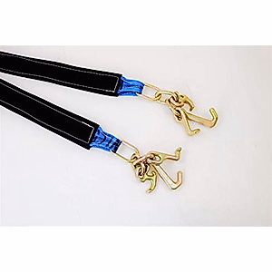 3"x36" V-Bridle Strap with RTJ Frame Cluster Hooks for Towing Blue