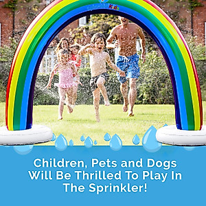 Splashin'kids Outdoor Rainbow Sprinkler Super Toddler Water Toys for Children Infants Boys Girls and Kids Perfect Outside Inflatable Water Park for Summer Fun Watch Video Slip and Slide Splash pad