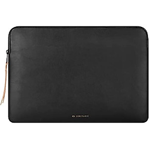 Comfyable Slim Protective Laptop Sleeve 14 Inch Snugly Compatible with MacBook Pro 14-inch M2 Pro/Max 2023 & M1, PU Leather Bag Waterproof Cover Notebook Computer Case for Mac, Black