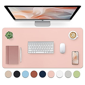Pink Desk Mat, Waterproof Non-Slip Leather Desk Pad, Large Mouse pad, Computer Mat for Desk, Pink Desk Accessories Easy Clean for Office/Home (31.5×15.7 Inches)