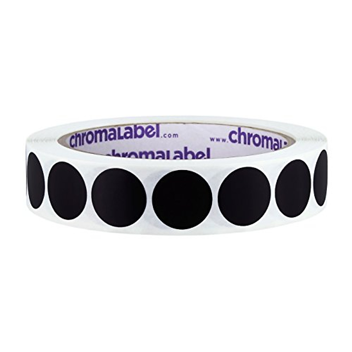 ChromaLabel 0.75 Inch Round Label Removable Color Code Dot Stickers, 1000 Labels per Roll, Black