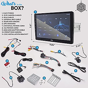 PyleUsa Single DIN Car Stereo Receiver-10'' 1080P HD Touch Screen Bluetooth Car Radio Audio Receiver Multimedia Player - WiFi/GPS/AM/FM, Mirror Link for Android/iOS, Front/Rear DVR Camera, Dual USB