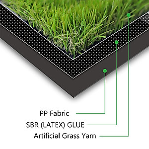 GLIWEN Artificial Grass Rug Realistic Indoor/Outdoor Fake Grass 1.38" Pile Height Synthetic Grass Rug 5FTX10FT with Drainage Holes Faux Grass Astroturf Carpet Pet Turf Mat for Potty Training Rug