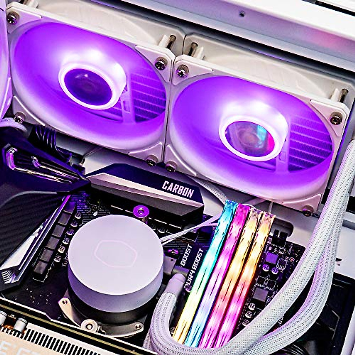 Cooler Master MasterLiquid ML240L V2 RGB White Edition CPU Liquid Cooler - Brighter Lighting Effects, 3rd Gen. Pump, Superior Radiator and Dual Advanced 120 mm SickleFlow RGB Fans - White