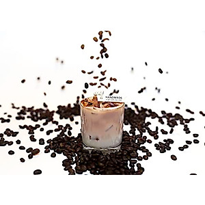 Ezra Design Iced Coffee Scented Candle – Natural and Organic Soy Wax Coffee Candle and Essential Oils – Decorative Iced Coffee Mug Candle for Aromatherapy, Meditation, Home Decor, Brown