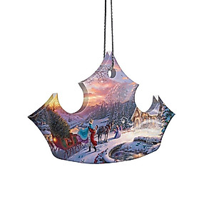 Disney – Cinderella Brings Home The Tree – Holiday Disney Collection – Thomas Kinkade Studios - Crown Shaped Hanging Acrylic Print Accessory – Officially Licensed Collectible