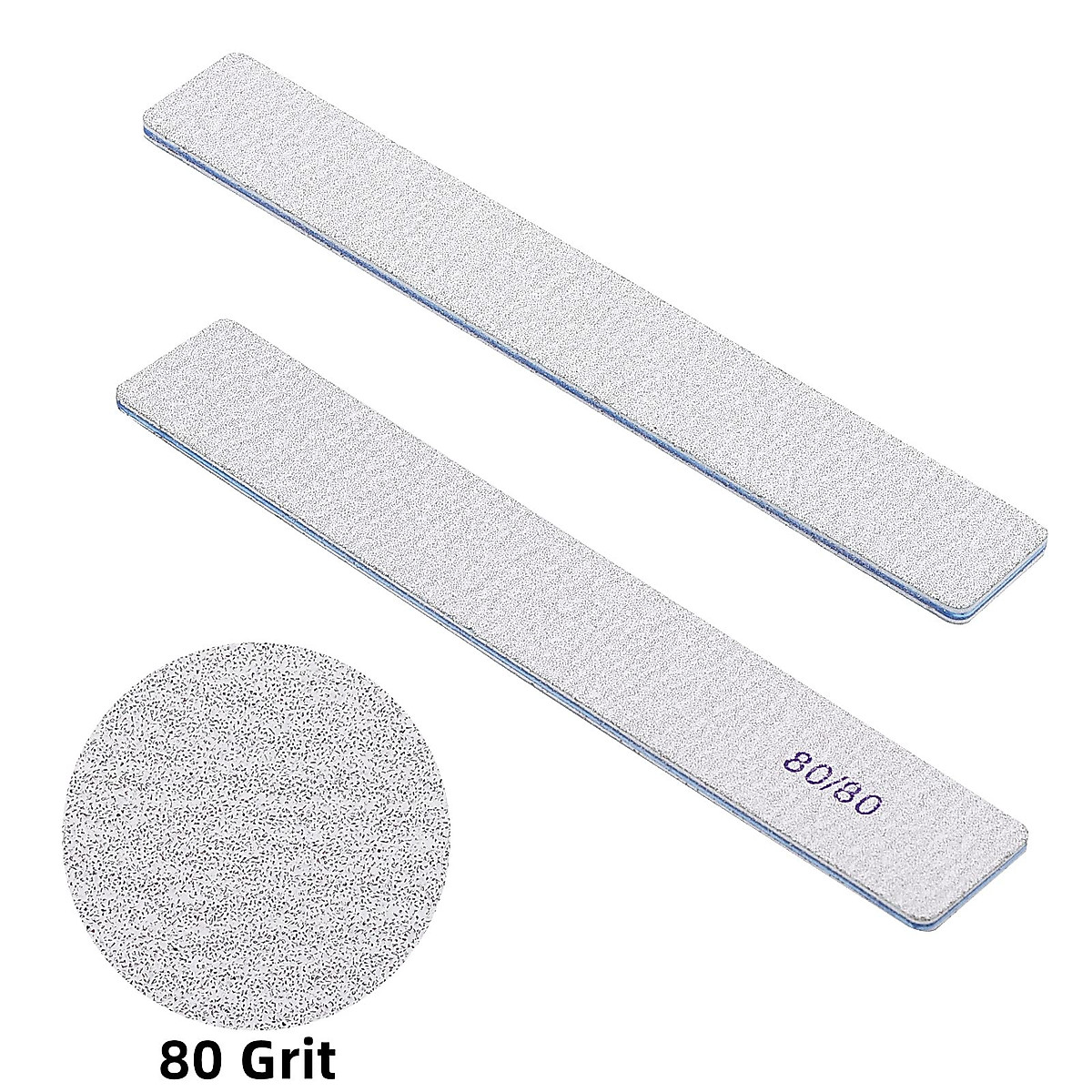 25 Count 80 Grit Rectangle Nail Files for Acrylic Nails, Reusable Buffering Files Double Sided Emery Boards for Nails