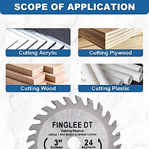 FINGLEE DT Wood Saw Blade TCT Circular Cutting Blade for Woodworking (1pc 3 inch)