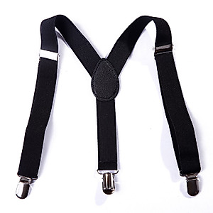 HDE Kids Adjustable Suspenders Boys Pre-Tied Bow Tie and Short Brim Fedora Hat