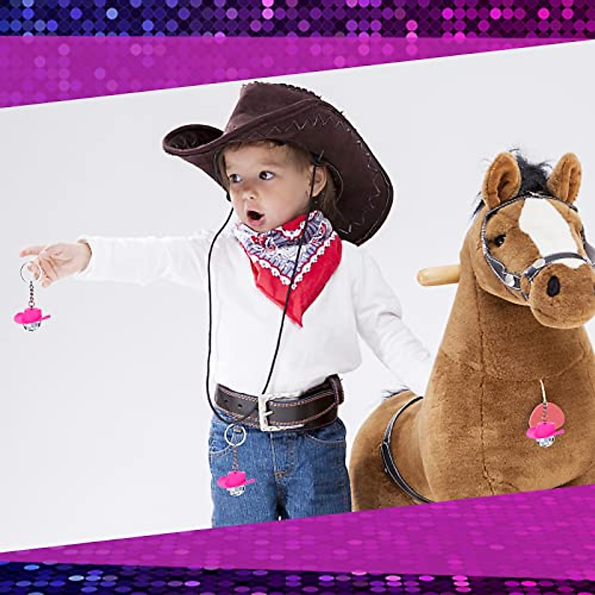 Alabelleza 18pcs Cowboy Hat Disco Ball Keychain Pink Hat Disco Ball Decorations Mini Disco Ball Ornaments Disco Ball Party Decorations Cowgirl Accessories