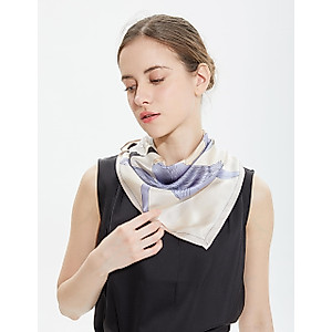 100% Pure Mulberry Silk Medium Square Scarf Head Scarf for Women 27"'x27"(in) Natural Silk Neckerchief Printed Headscarf with Gift Packed (5)
