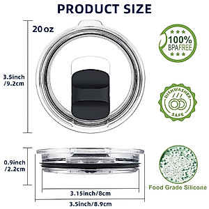 20 oz Tumbler Lid, Replacement Lids Compatible for YETI 20 oz Tumbler,10/24 oz Mug and 10 oz Lowball, Spill Proof Coffee Cup Covers with Magnetic Slider for Outdoor, BPA Free