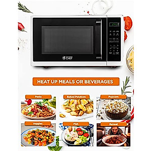 COMMERCIAL CHEF Small Microwave 0.9 Cu. Ft. Countertop Microwave with Digital Display, White Microwave & 10 Power Levels, Outstanding Portable Microwave with Convenient Pull Handle Door